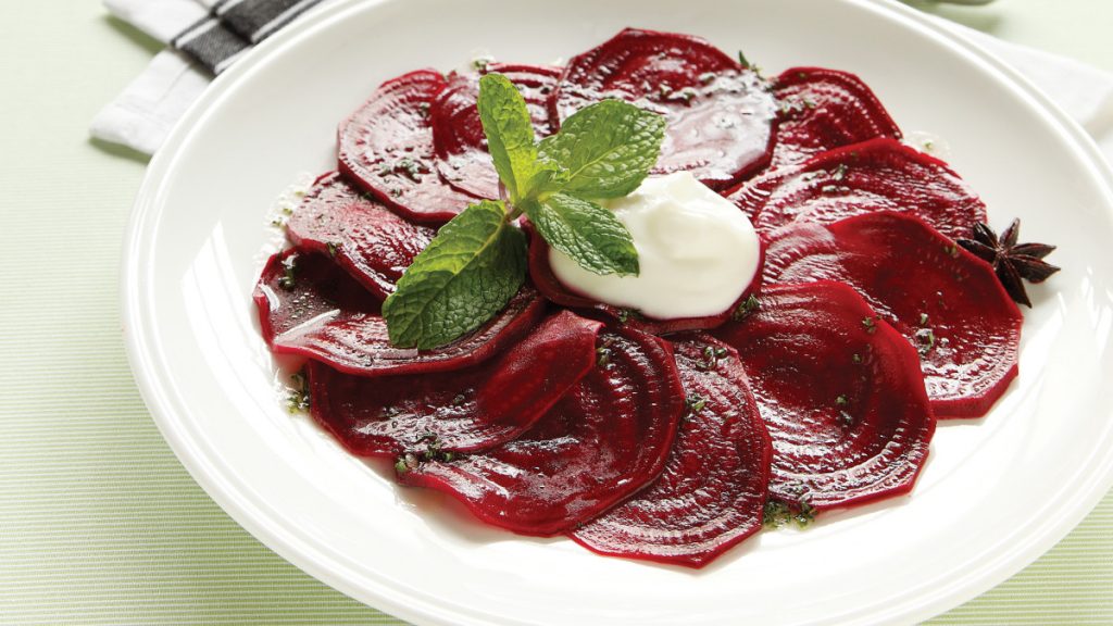 BEET CARPACCIO WITH GOAT CHEESE AND CHIMICHURRI - The Spice Chica™